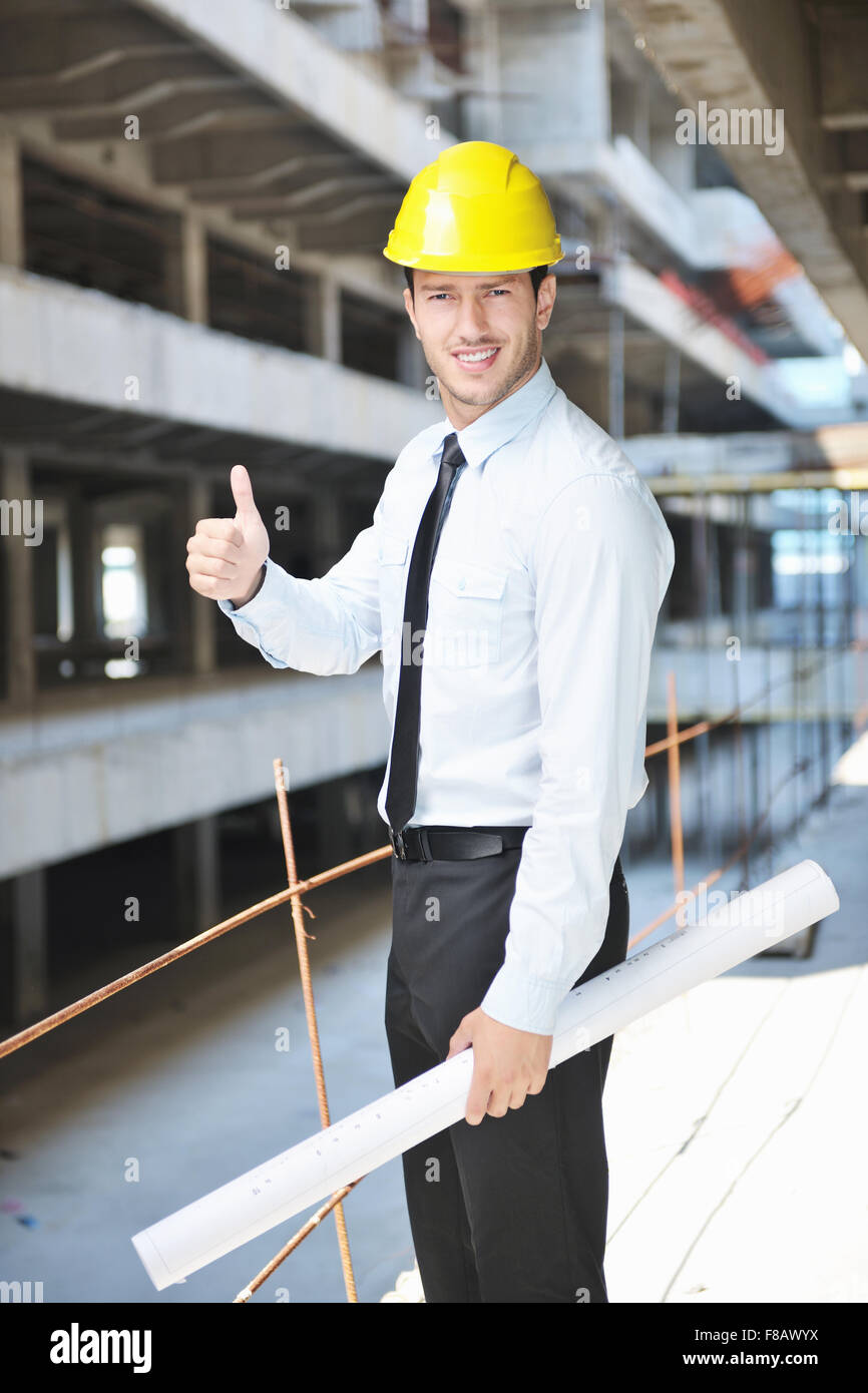 business man Architect engineer manager at construction site project ...