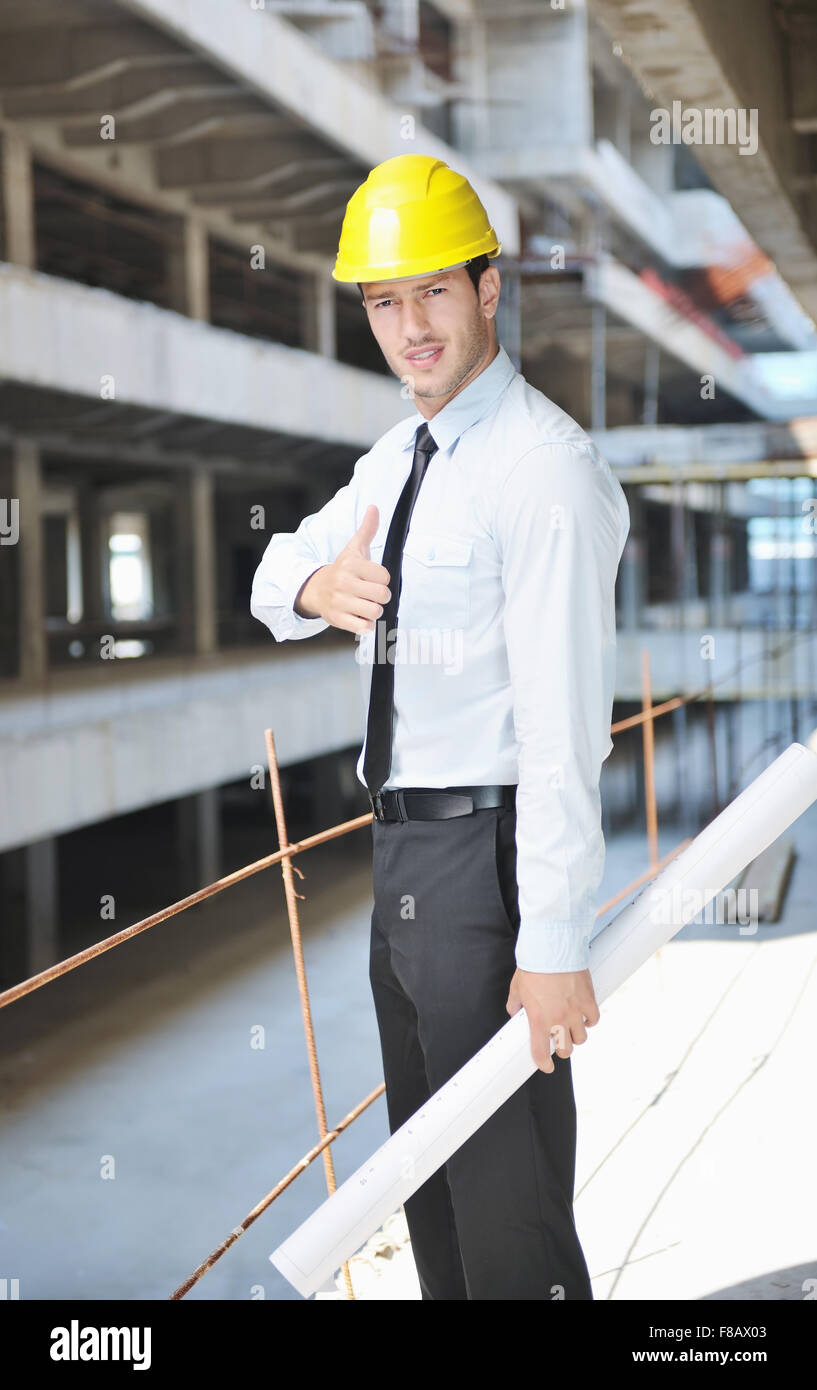 business man Architect engineer manager at construction site project ...