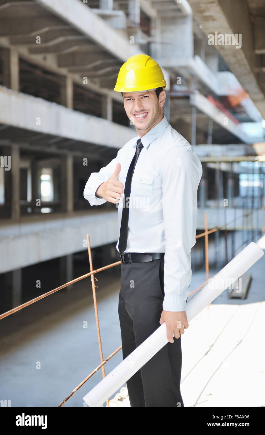 business man Architect engineer manager at construction site project ...