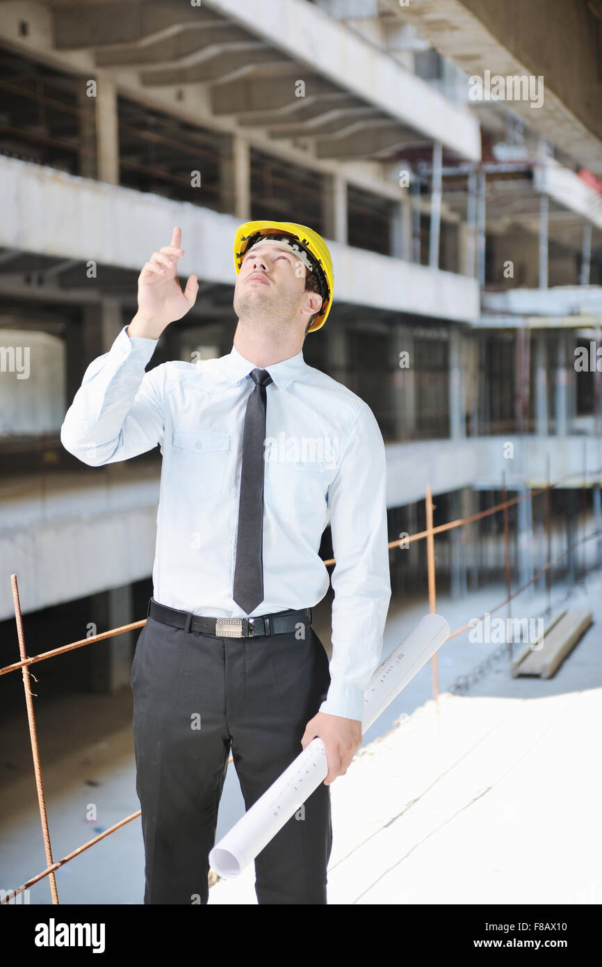 business man Architect engineer manager at construction site project ...