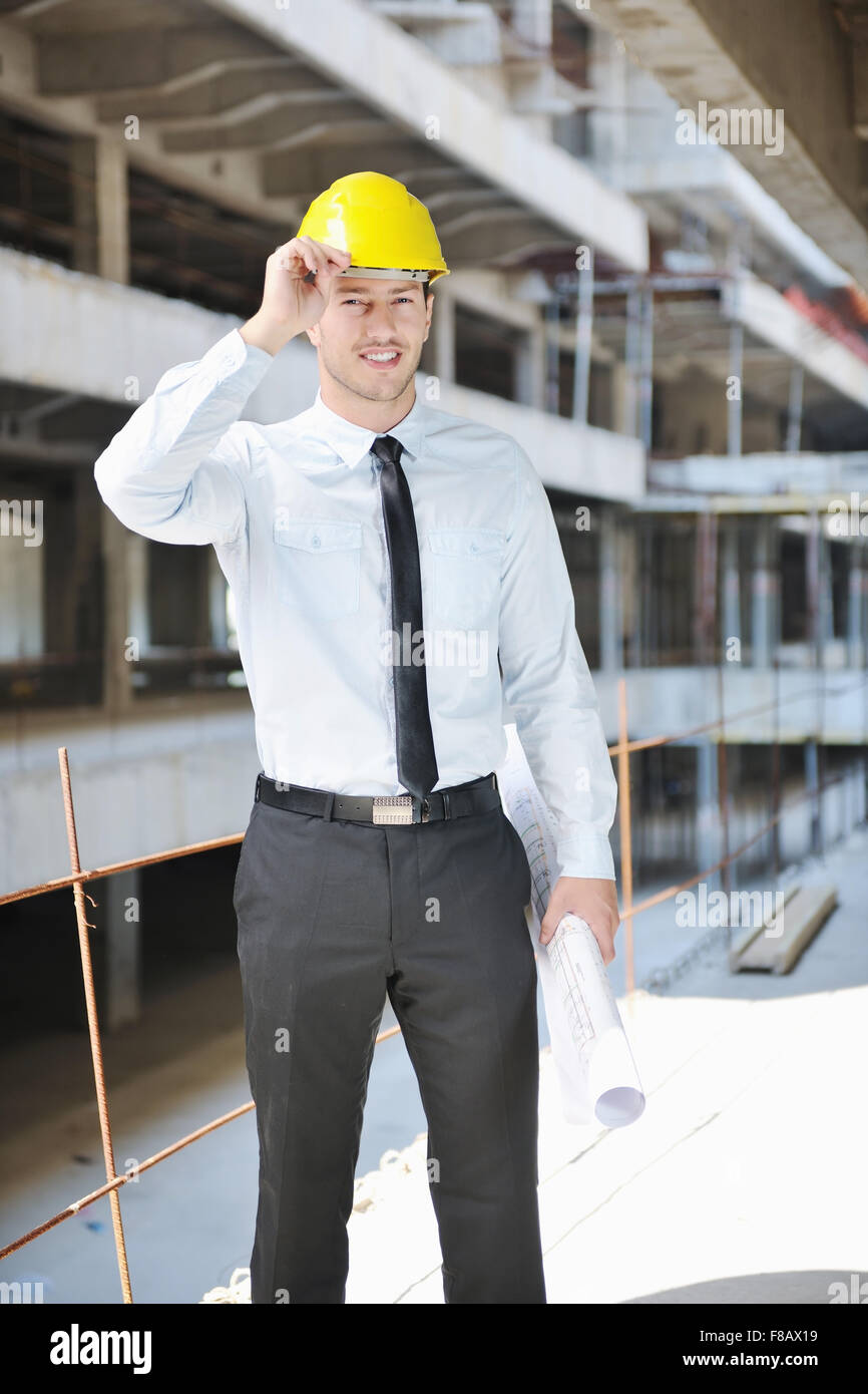 business man Architect engineer manager at construction site project ...