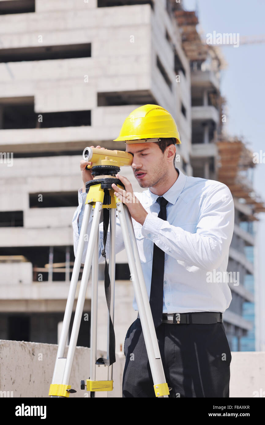 business man Architect engineer manager at construction site project ...