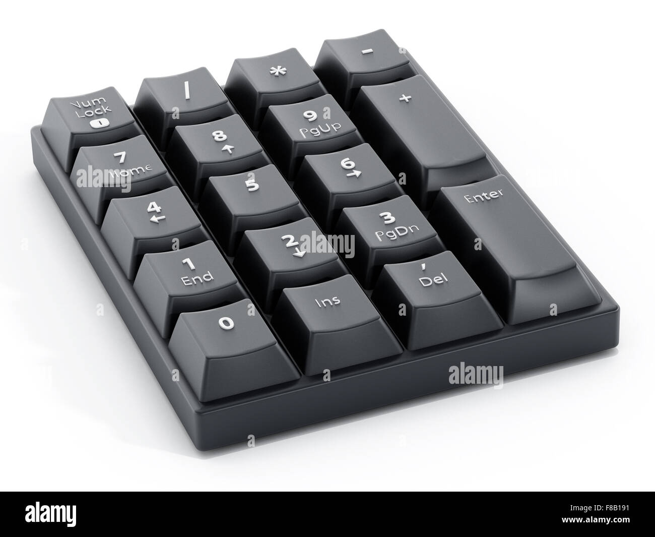 Black numpad with number keys isolated on white background Stock Photo ...