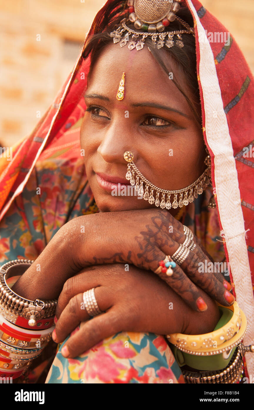 Portrait of an Indian Rajasthani woman, India Stock Photo - Alamy