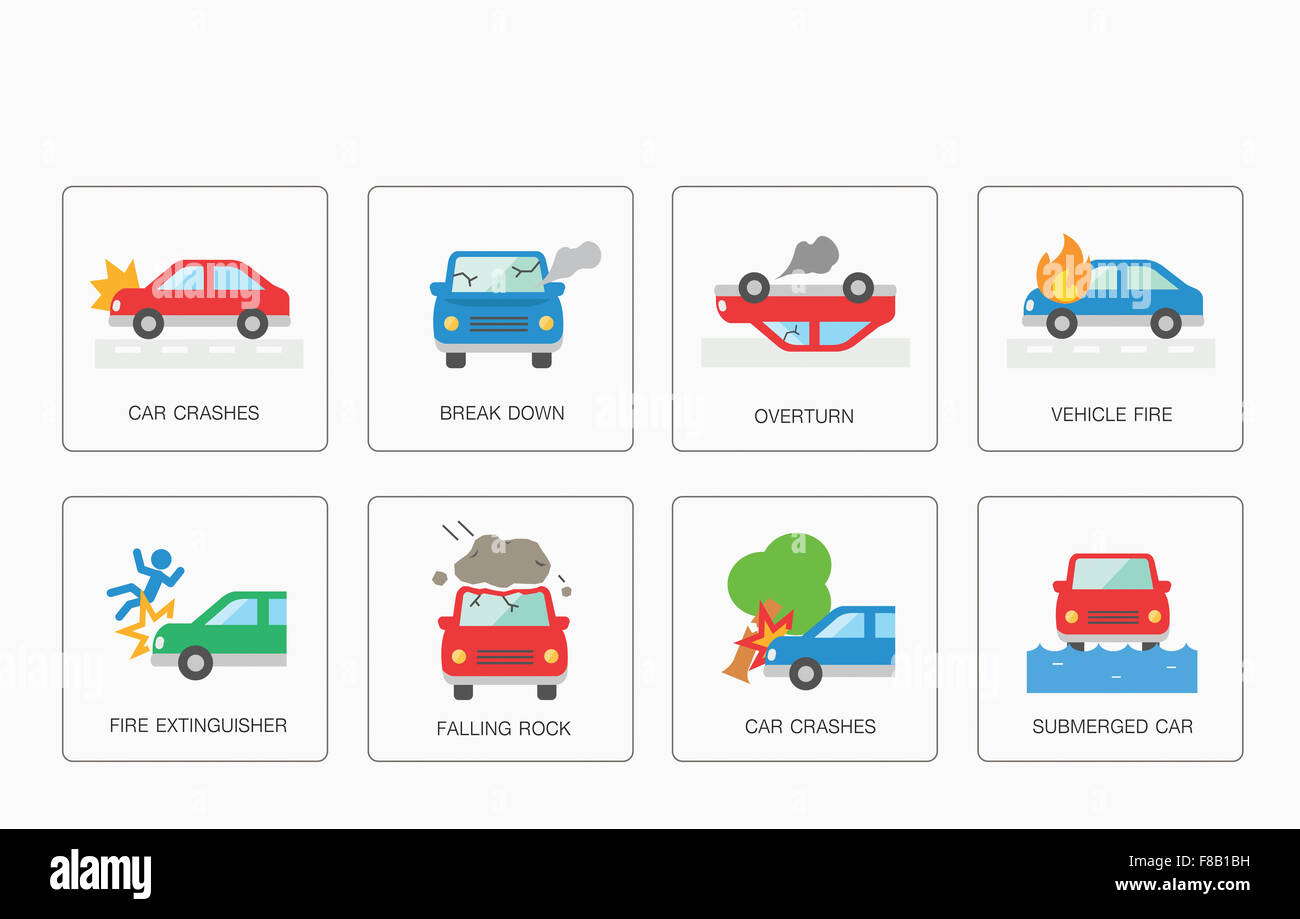 Various pictogram icons about traffic accident Stock Photo - Alamy