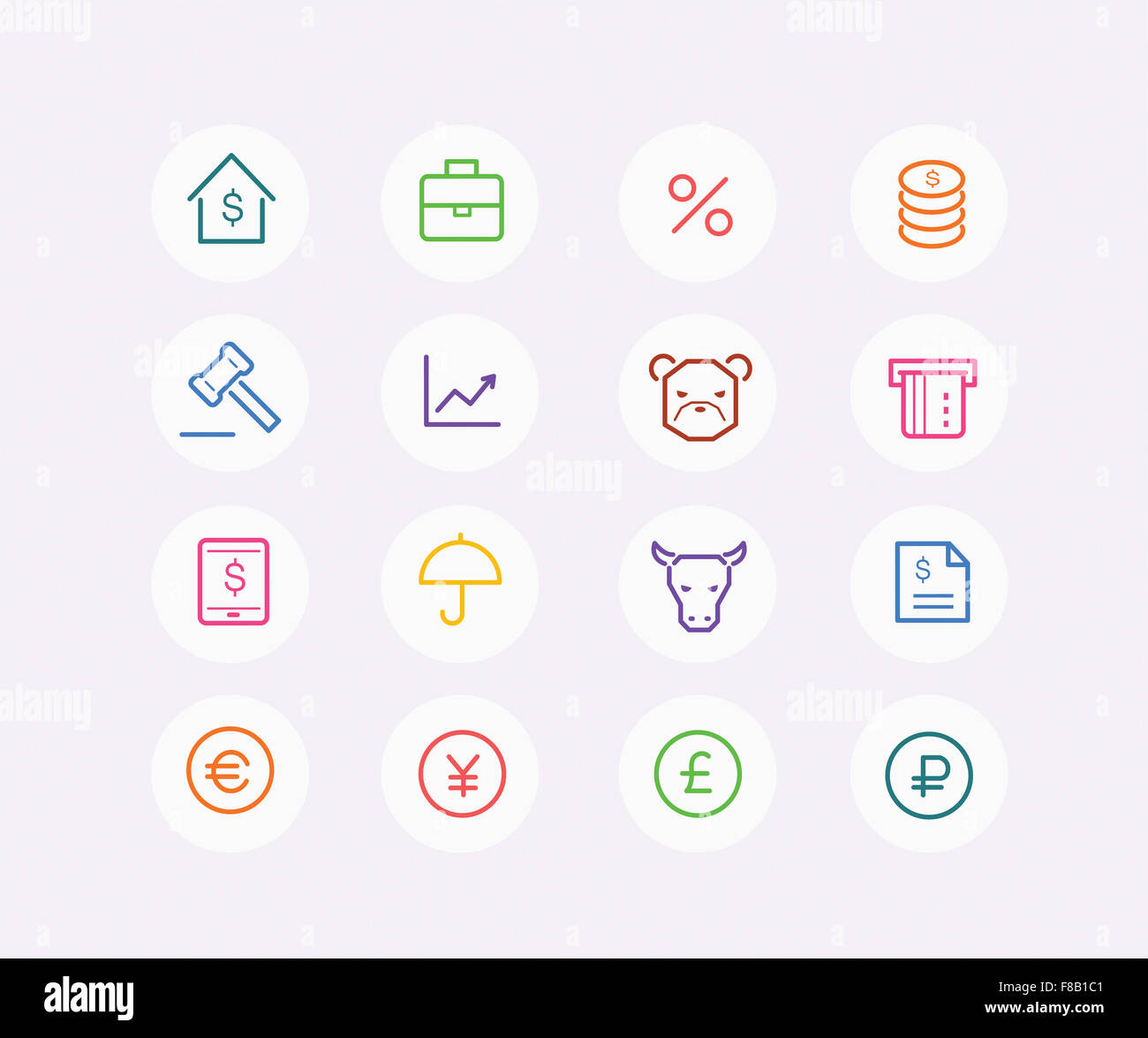 Set of line icons about economy Stock Photo - Alamy