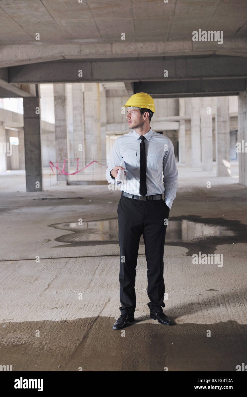 business man Architect engineer manager at construction site project ...