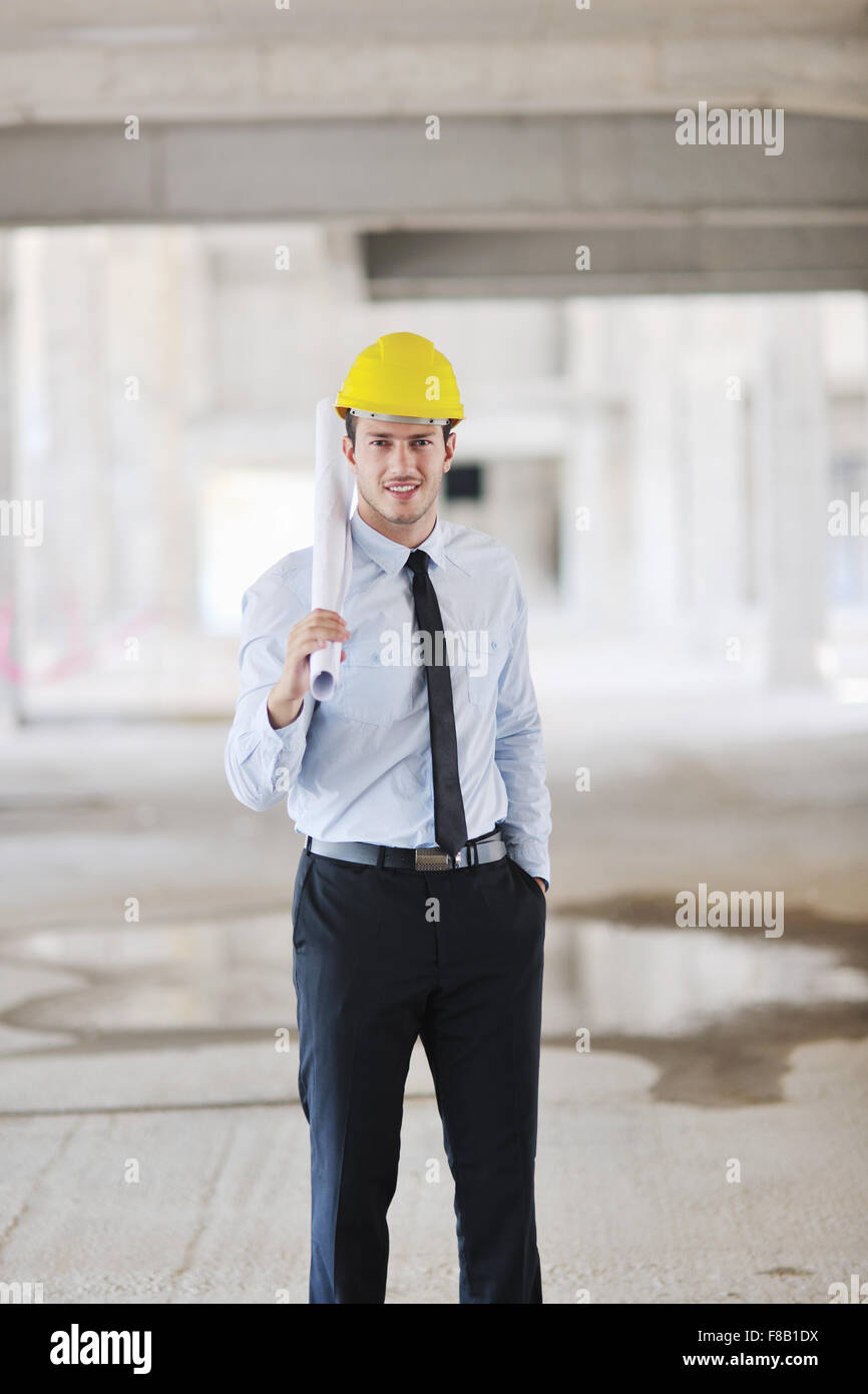 business man Architect engineer manager at construction site project ...