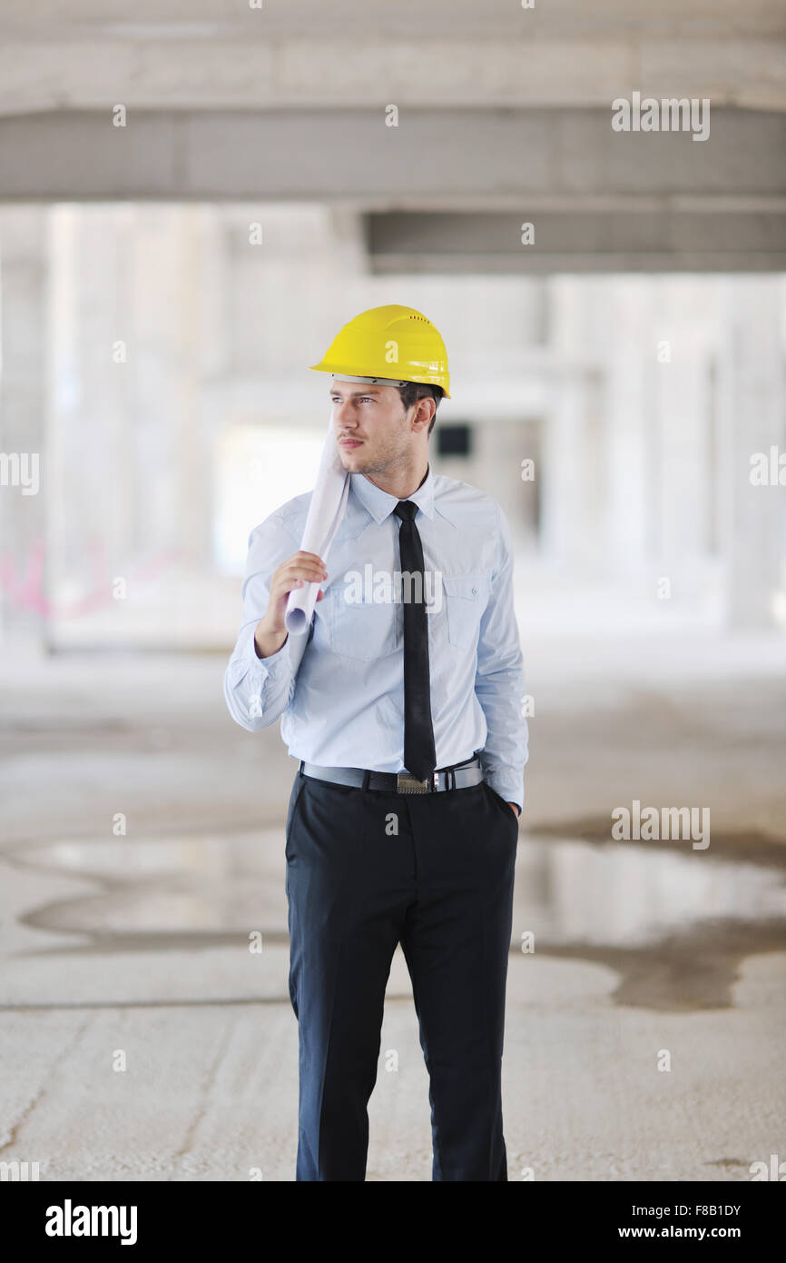 business man Architect engineer manager at construction site project ...