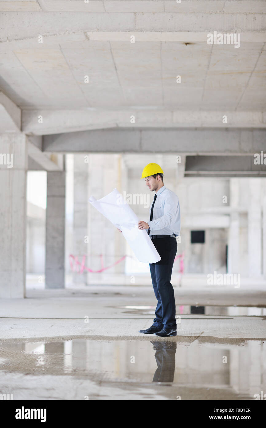 business man Architect engineer manager at construction site project ...