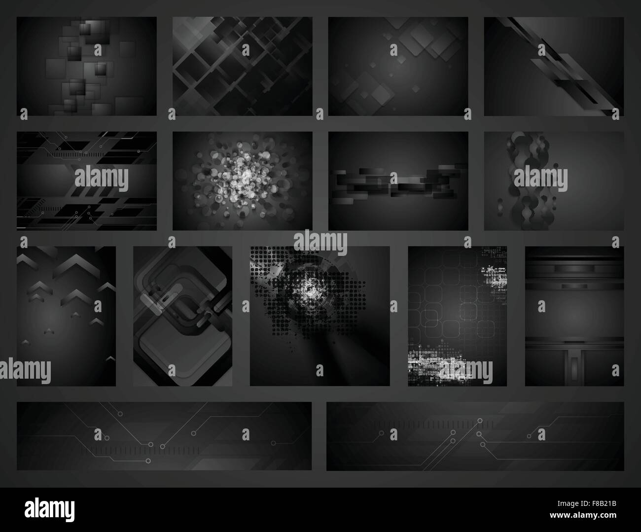 Tech geometric black backgrounds collection. Dark concept vector ...