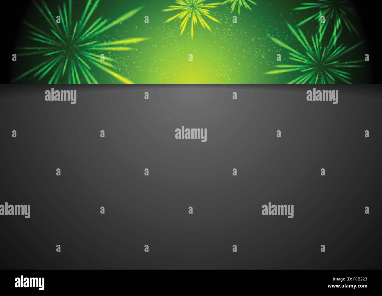 Black abstract background with fireworks on header. Vector design Stock ...