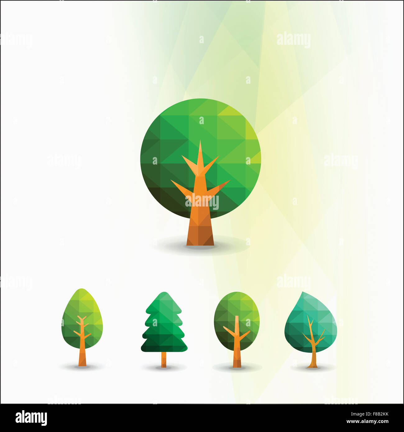 Various simple icons of tree with polygons Stock Photo - Alamy