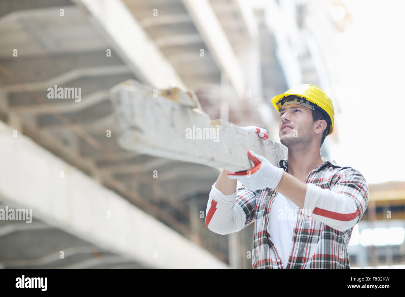 handsome hard worker people portrait at concstruction site Stock Photo ...