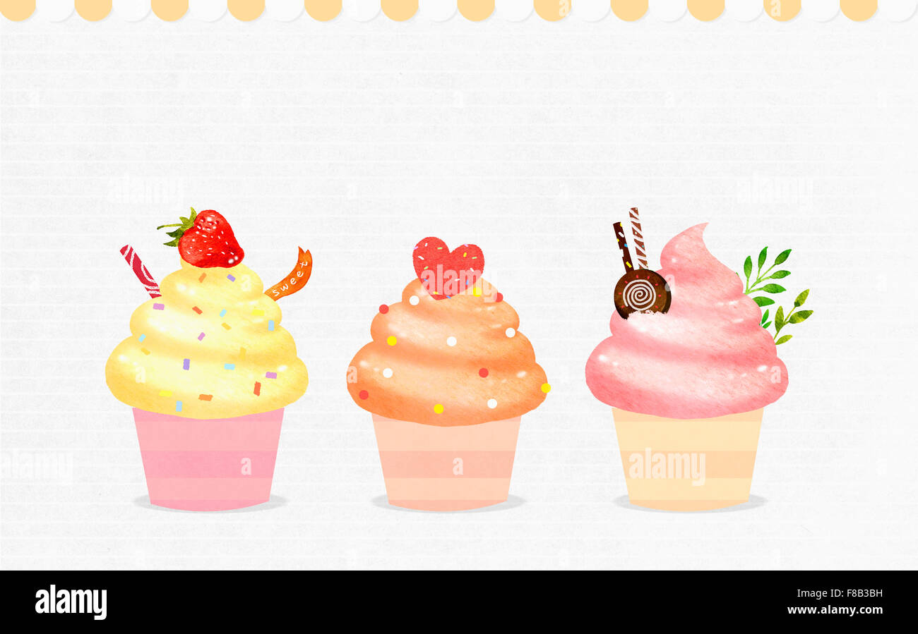 Sweet three cupcakes Stock Photo - Alamy