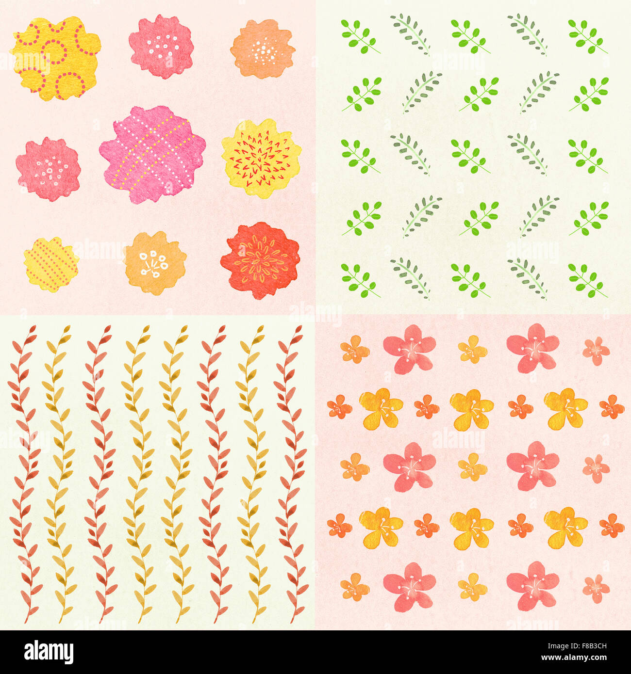 Background with various patel flowers and plants Stock Photo - Alamy