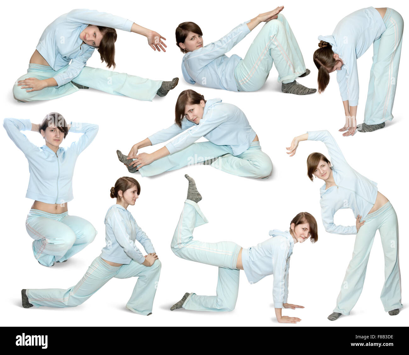 girl in light activewear is doing fitness exercises Stock Photo - Alamy