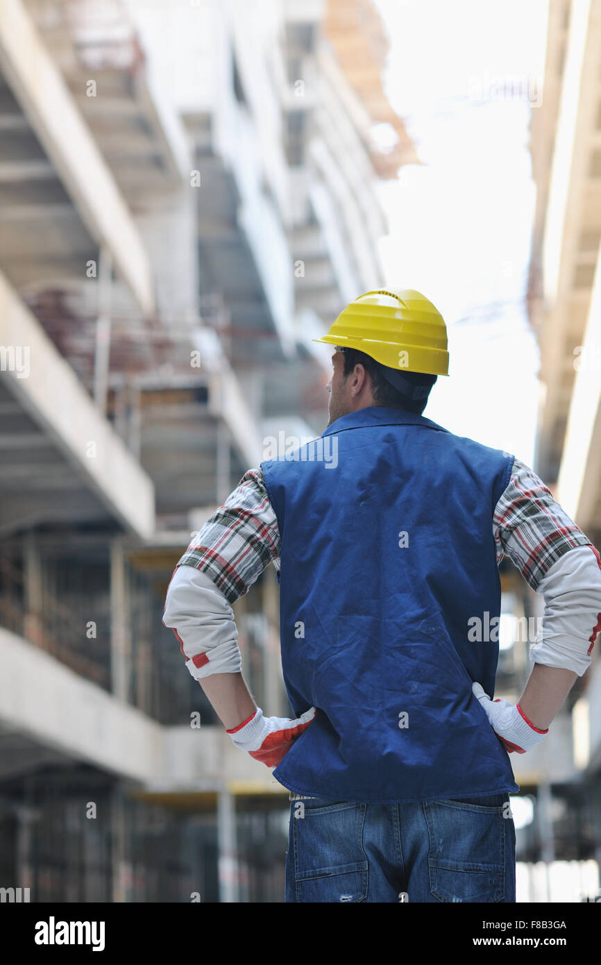 handsome hard worker people portrait at concstruction site Stock Photo ...