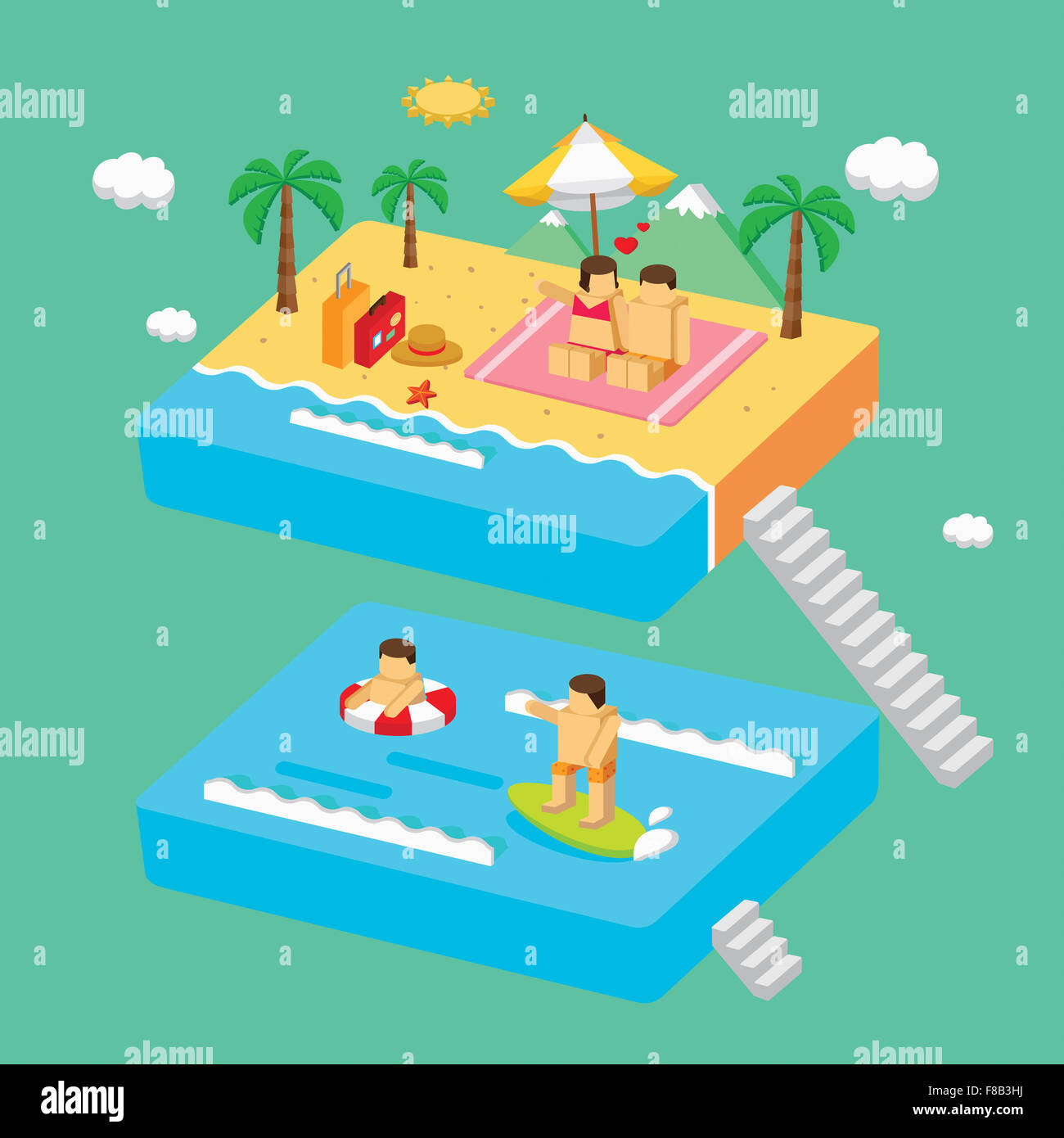 People enjoying summer vacation at beach and in the sea Stock Photo - Alamy
