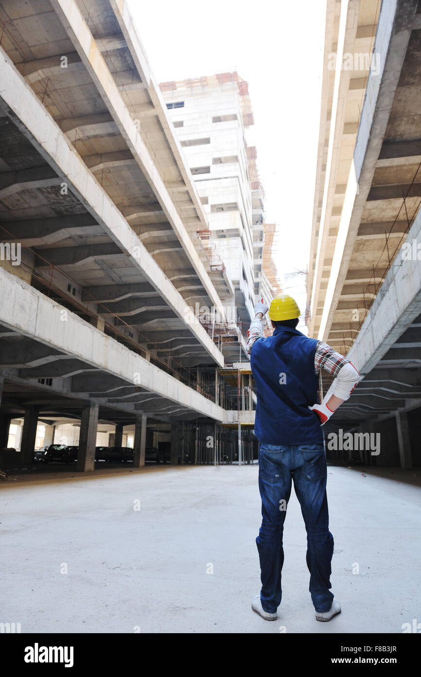 handsome hard worker people portrait at concstruction site Stock Photo ...