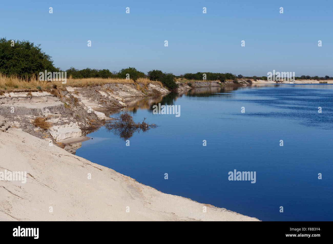 bank of the Zambezi river - fourth-longest river in Africa, Caprivi ...