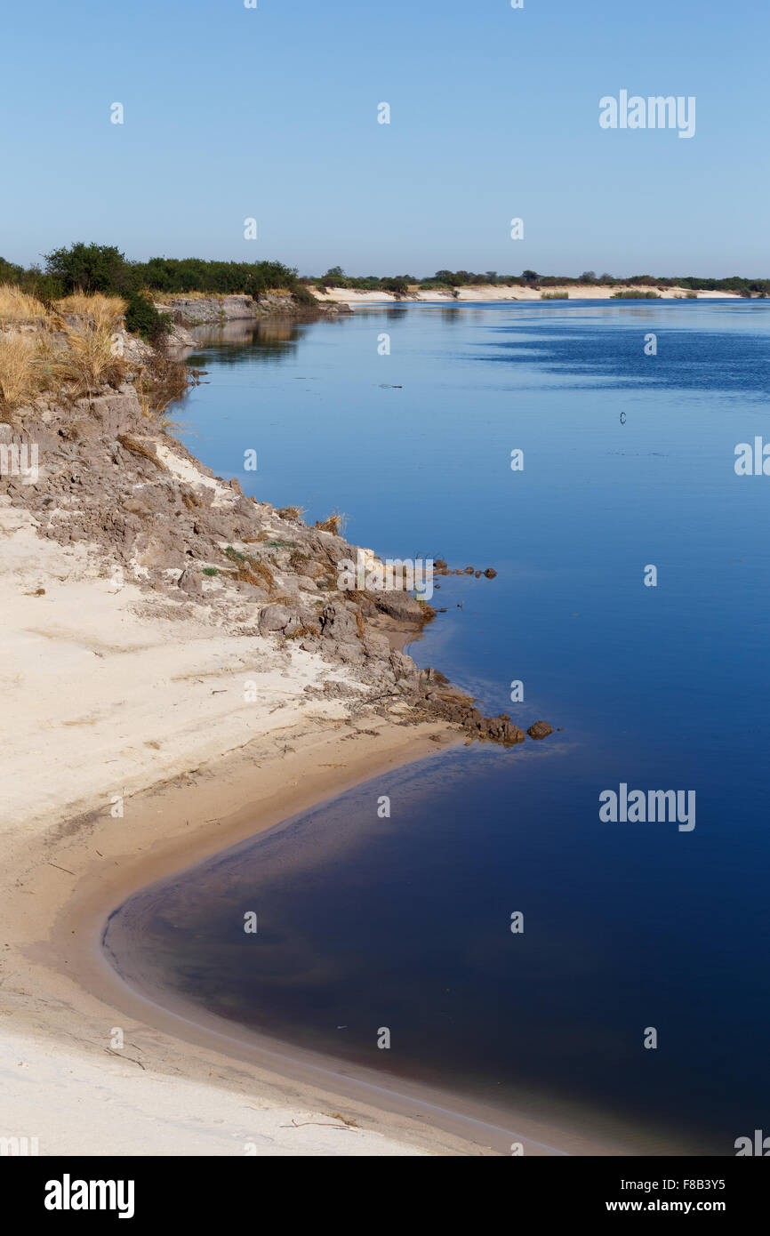 bank of the Zambezi river - fourth-longest river in Africa, Caprivi ...