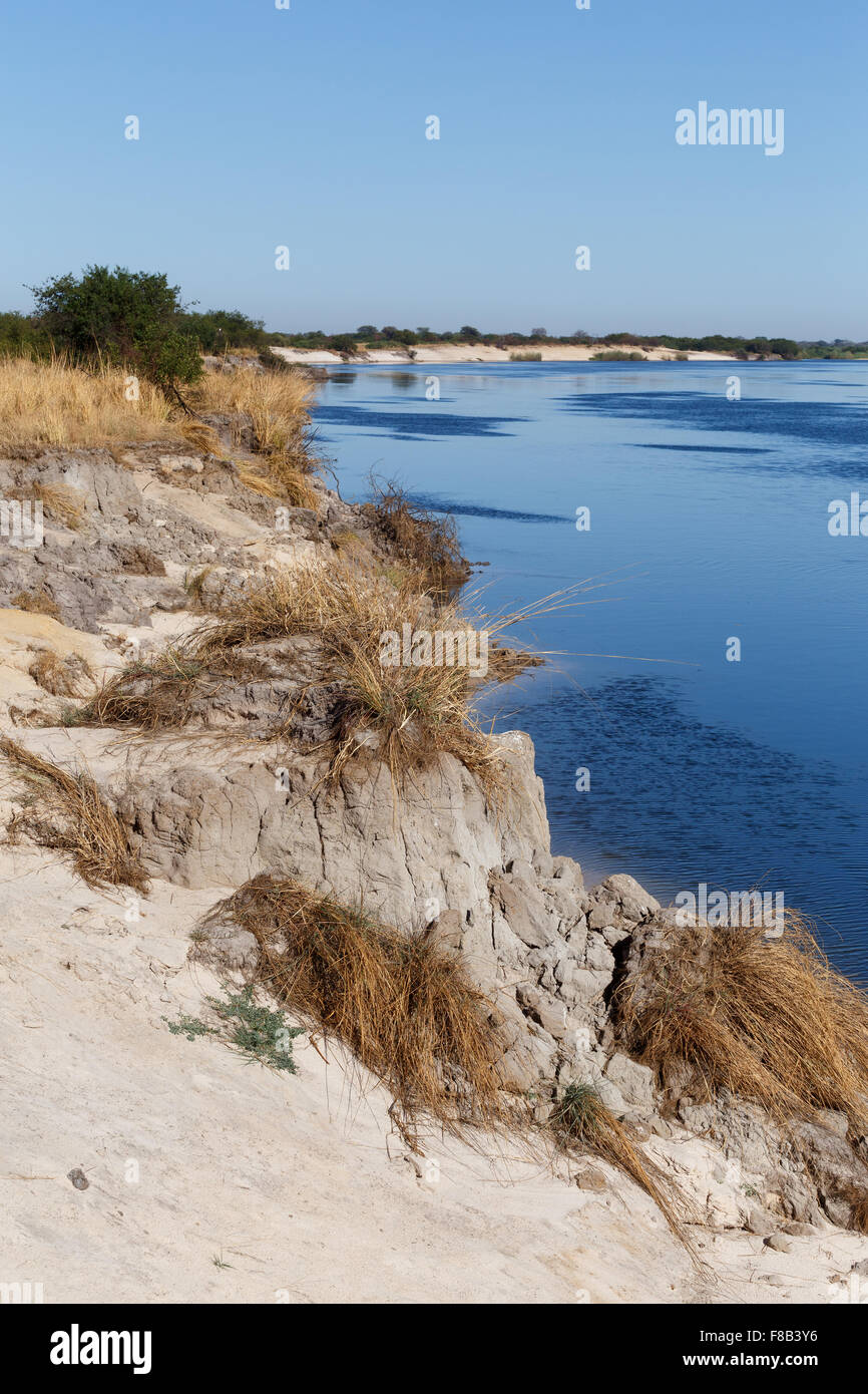 bank of the Zambezi river - fourth-longest river in Africa, Caprivi ...