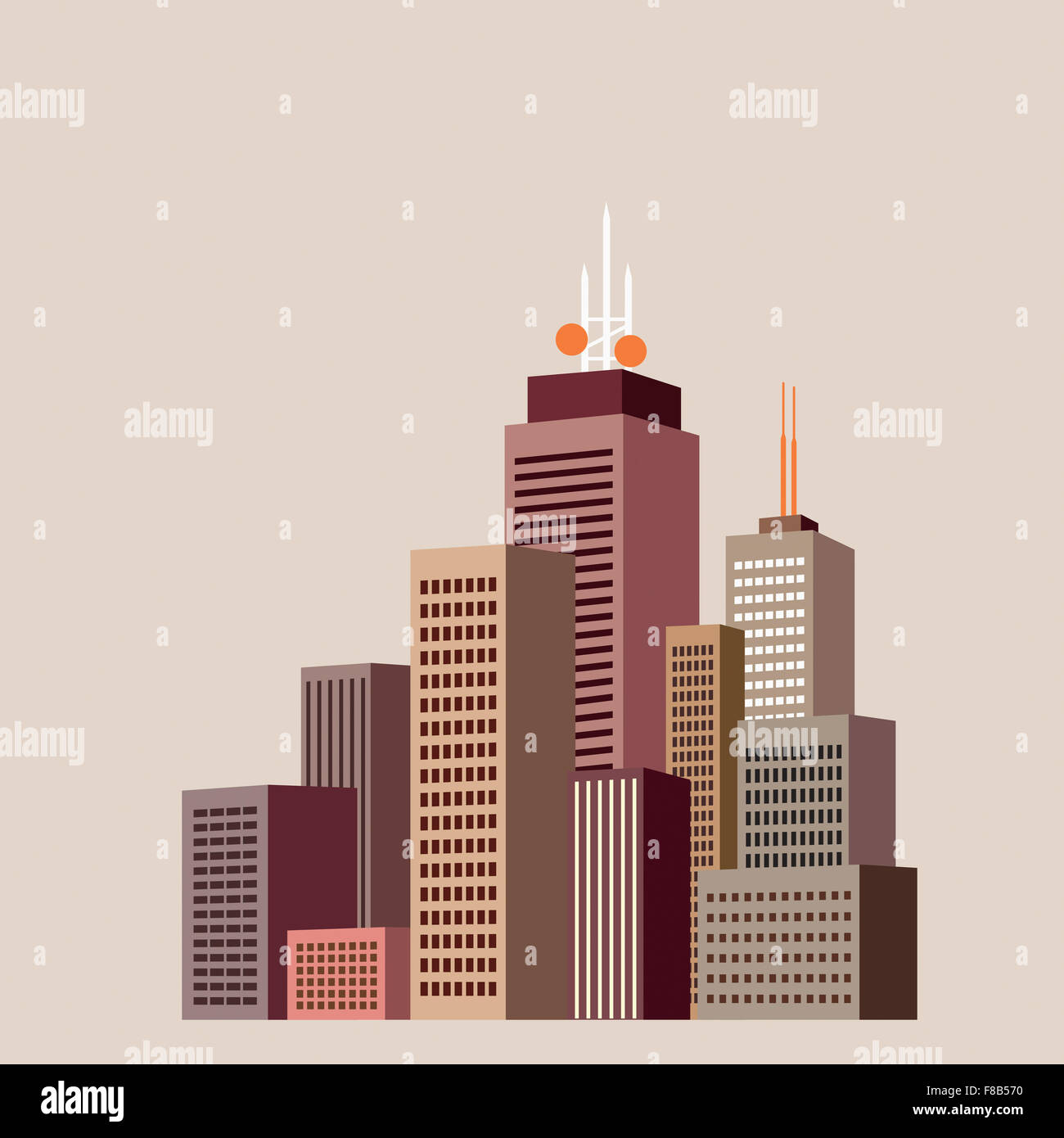 Various buildings and skyscrapers with brown in city Stock Photo - Alamy