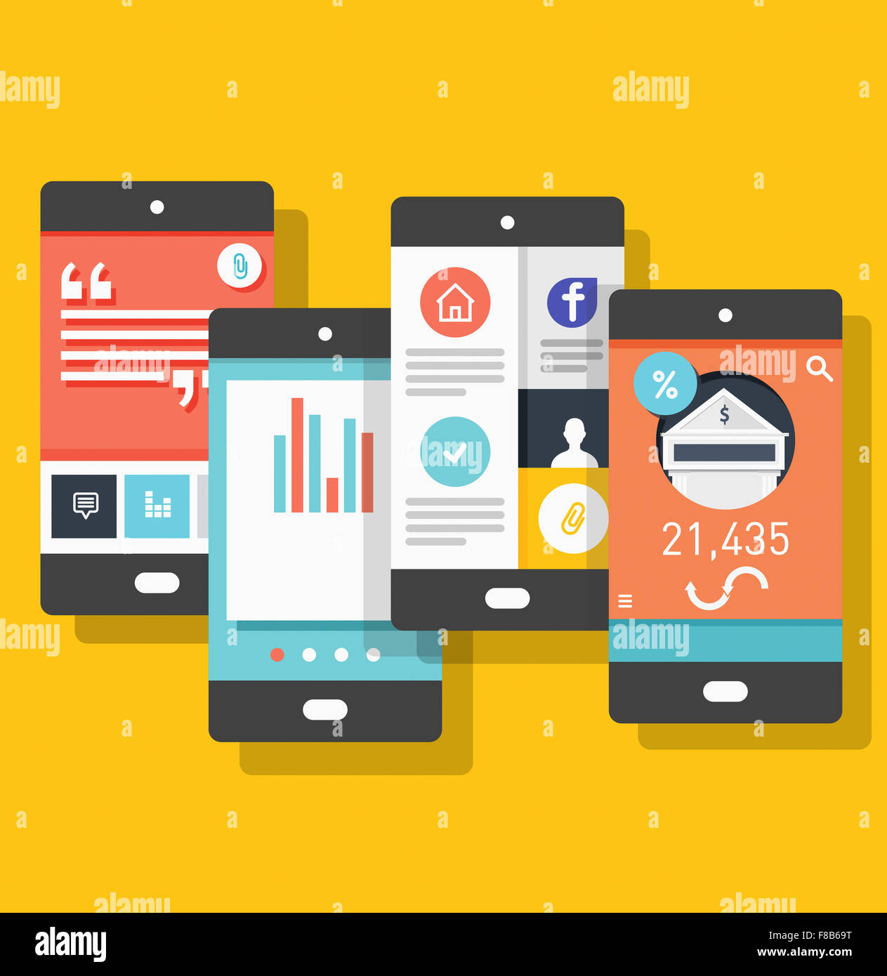 Various mobile user interface designs for smartphones Stock Photo - Alamy