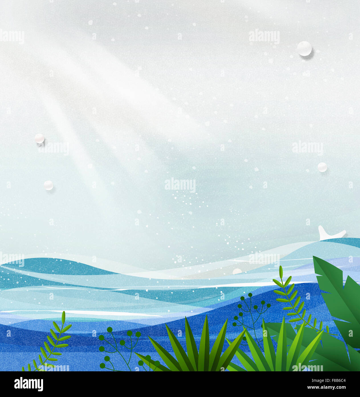 Summer with leaves, waves and waterdrops Stock Photo - Alamy