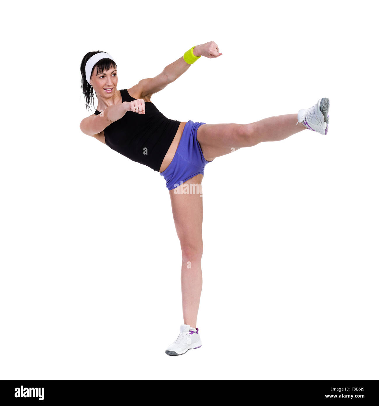 Aerobics fitness woman exercising isolated in full body Stock Photo - Alamy