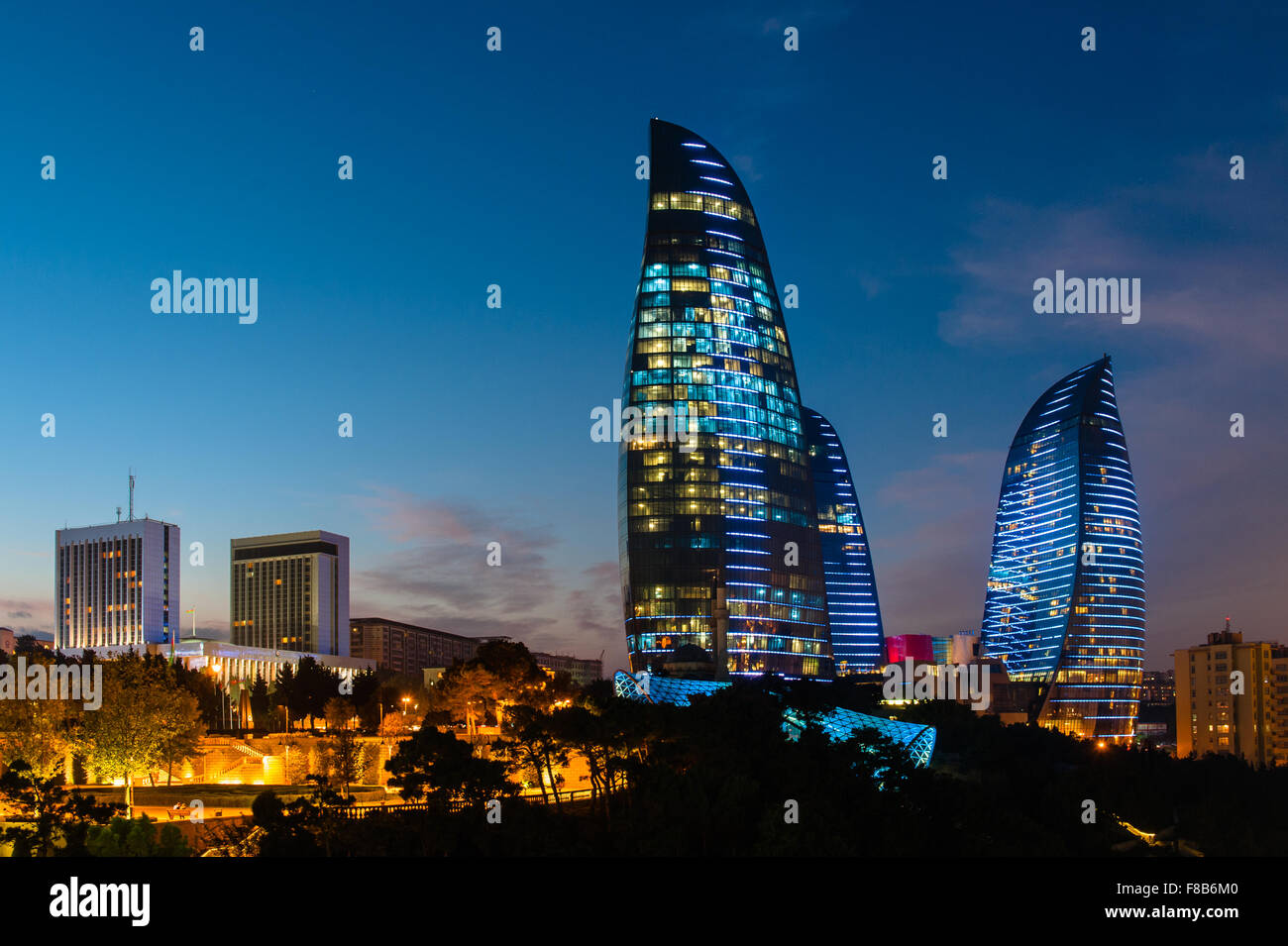 Flame Towers are new skyscrapers in Baku, Azerbaijan Stock Photo - Alamy