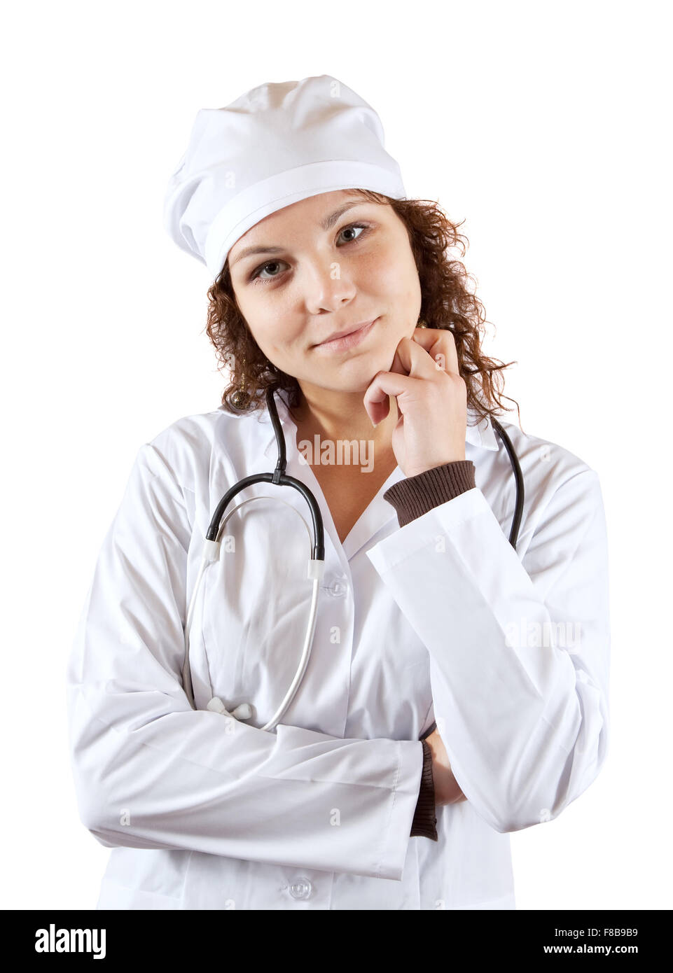 Portrait of nurse. Isolated over white background Stock Photo - Alamy