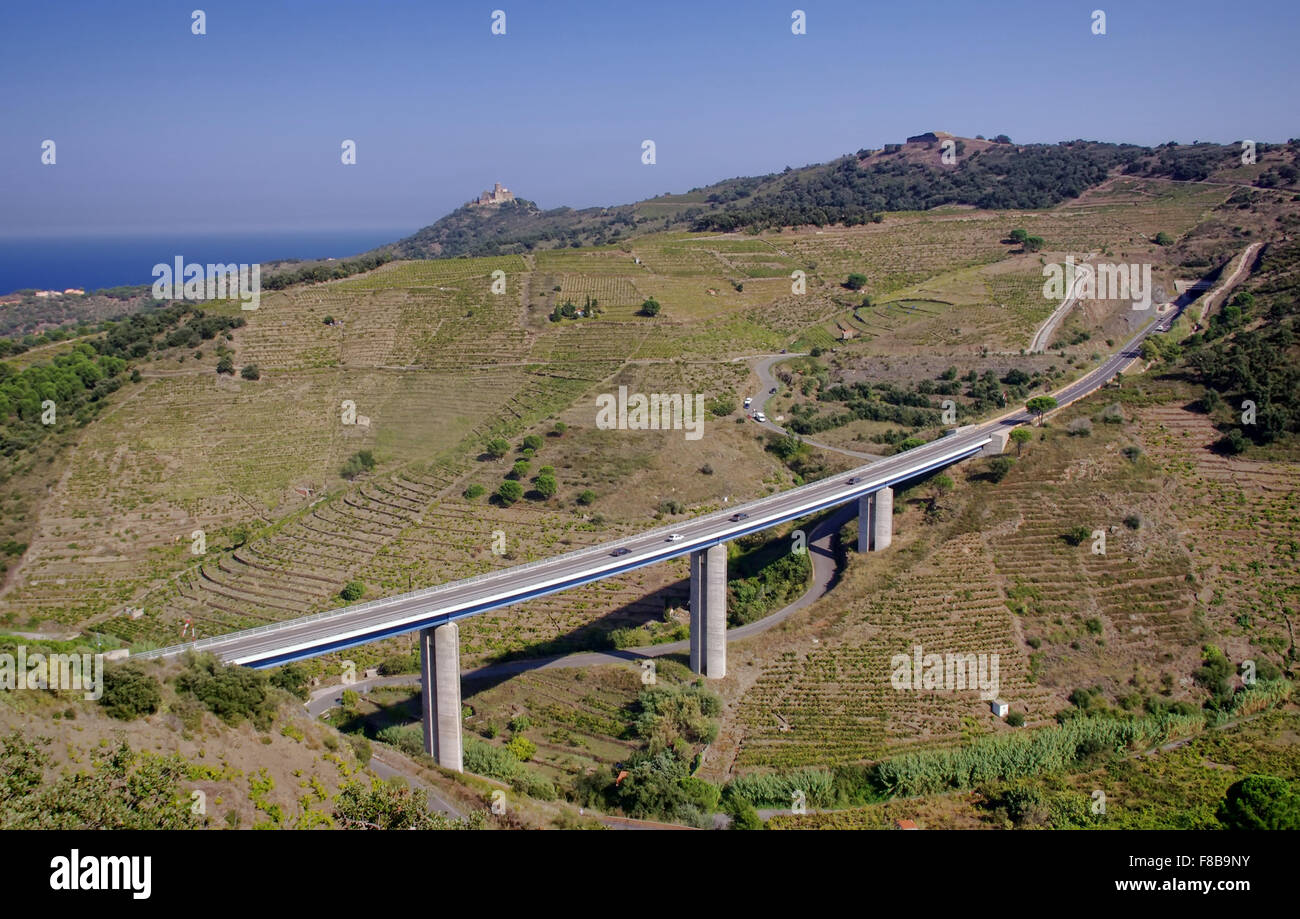 auto highway bridge in mountains, France Stock Photo - Alamy