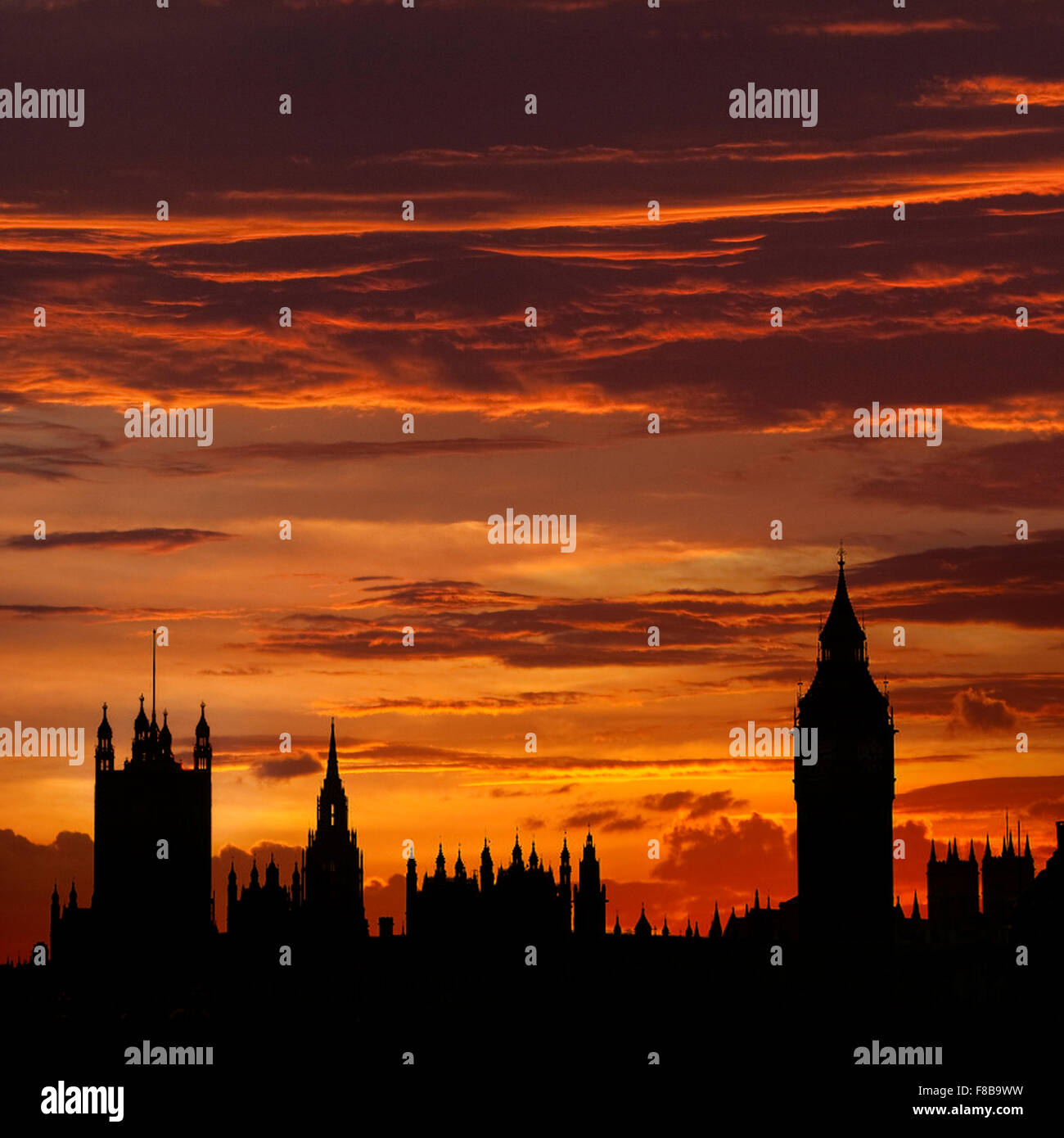 Sunset over central London, UK Stock Photo - Alamy