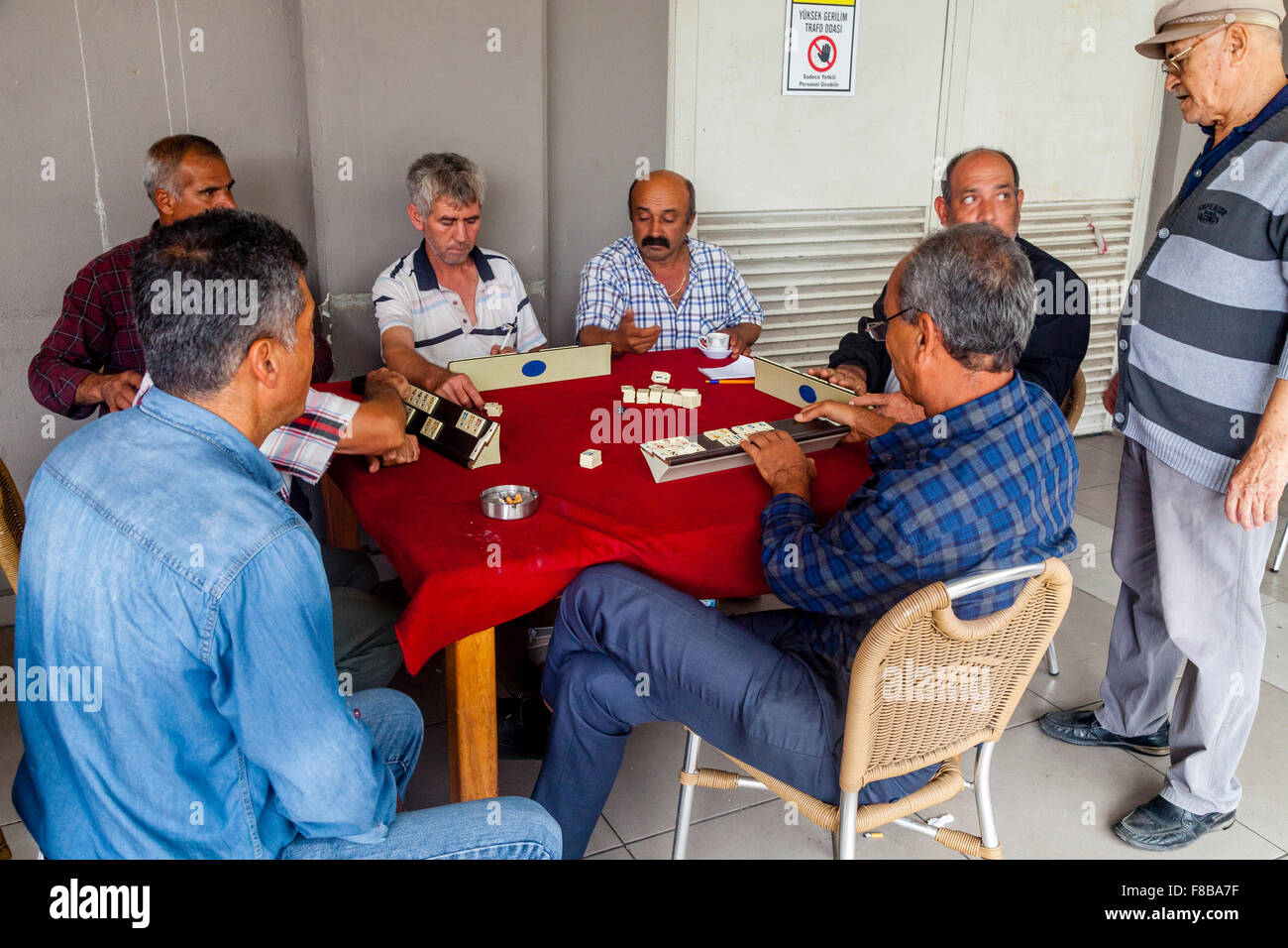 Turkish Men Playing Okey, (A Tile Based Game) At The Market In Marmaris ...