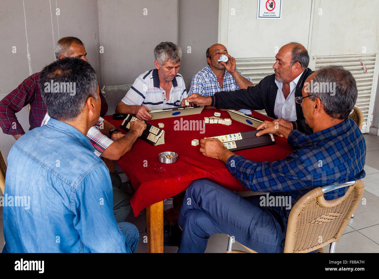 Turkish Men Playing Okey, (A Tile Based Game) At The Market In Marmaris ...