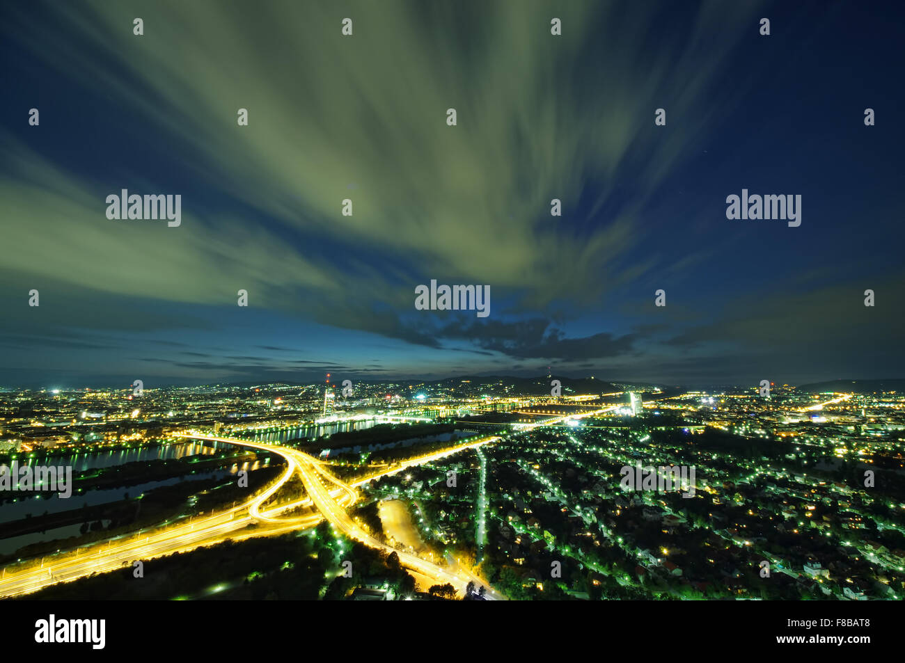 Vienna city, wide view at night. Capital of Austria Stock Photo - Alamy