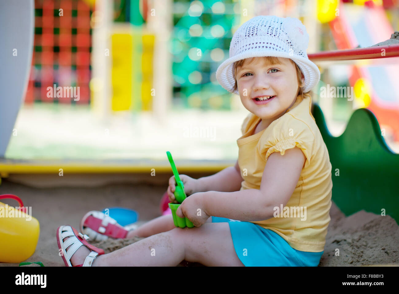 two-year child playing in sandbox Stock Photo - Alamy