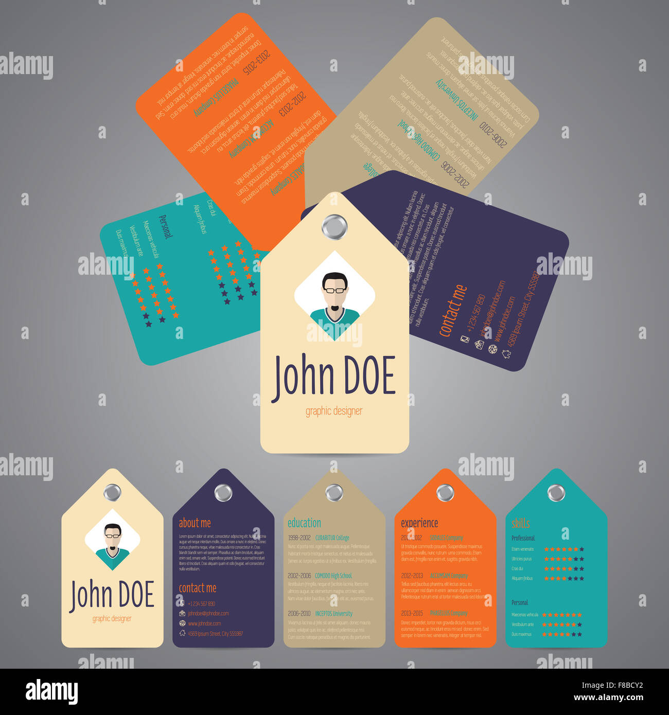 Multiple tags cv curriculum vitae resume template design Stock Photo ...