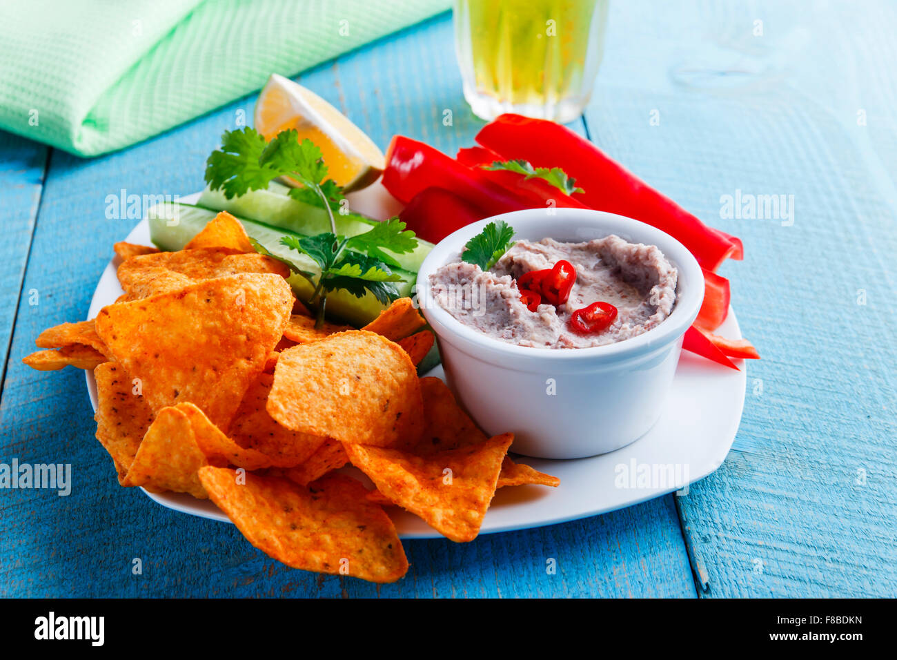 Bean dip corn chips hi-res stock photography and images - Alamy