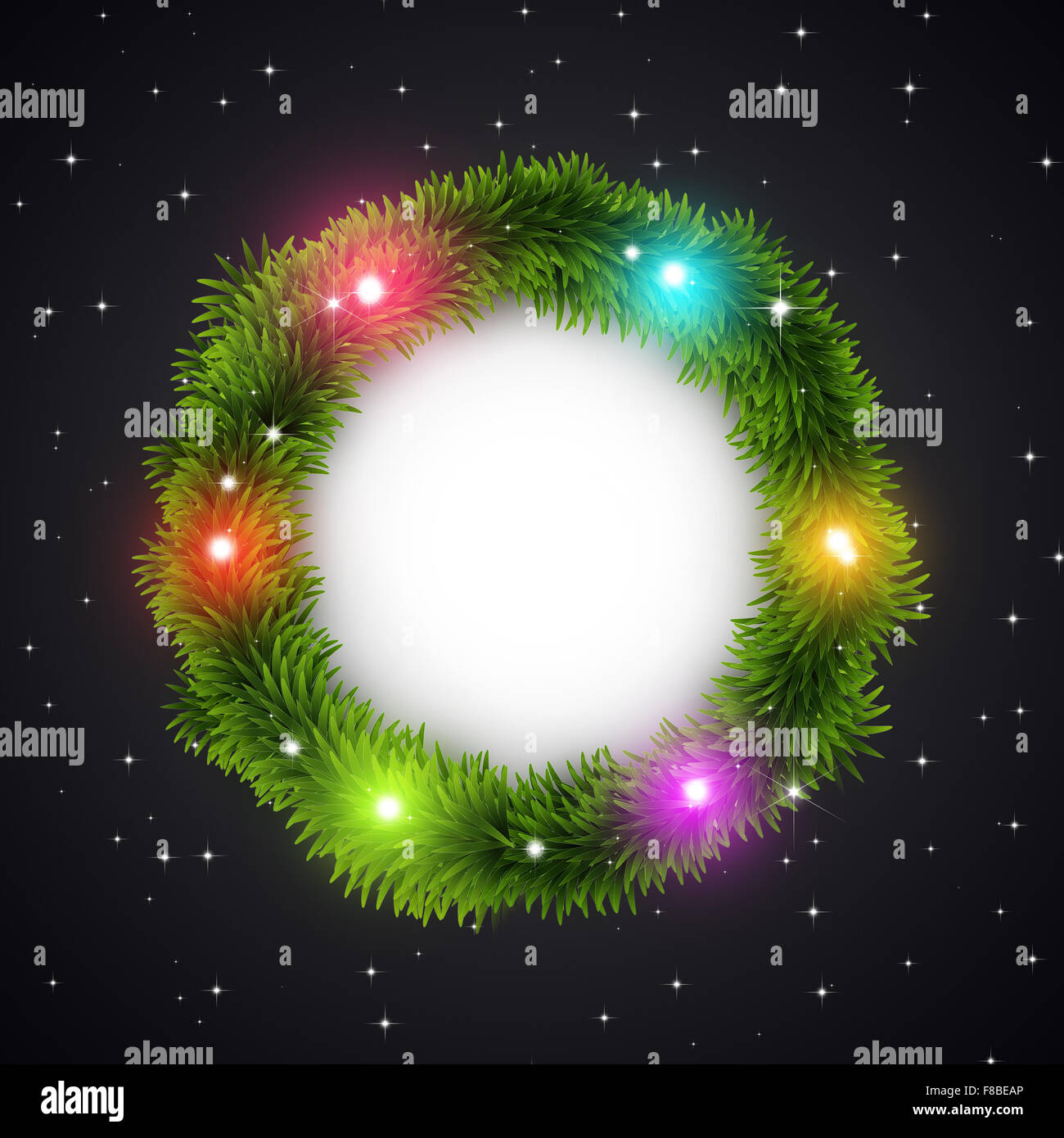 winter holiday christmas tree ring dark background with multicolor ...