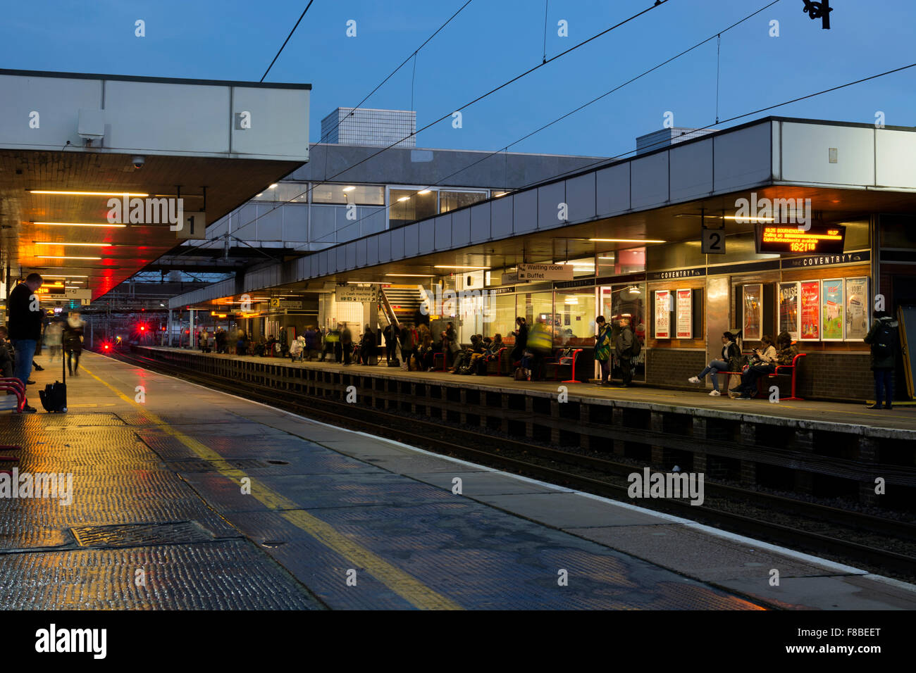 Coventry railway station at dusk, West Midlands, England, UK Stock ...