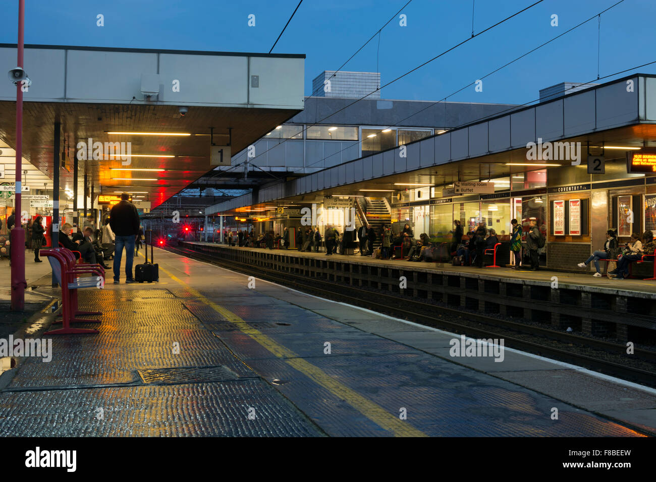 Coventry railway station at dusk, West Midlands, England, UK Stock ...