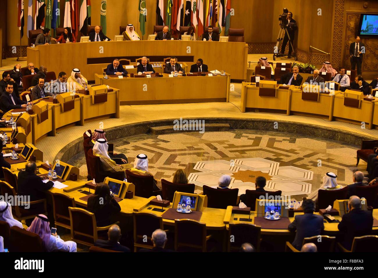 Cairo, Egypt. 8th Dec, 2015. Members of Arab thought foundation take ...