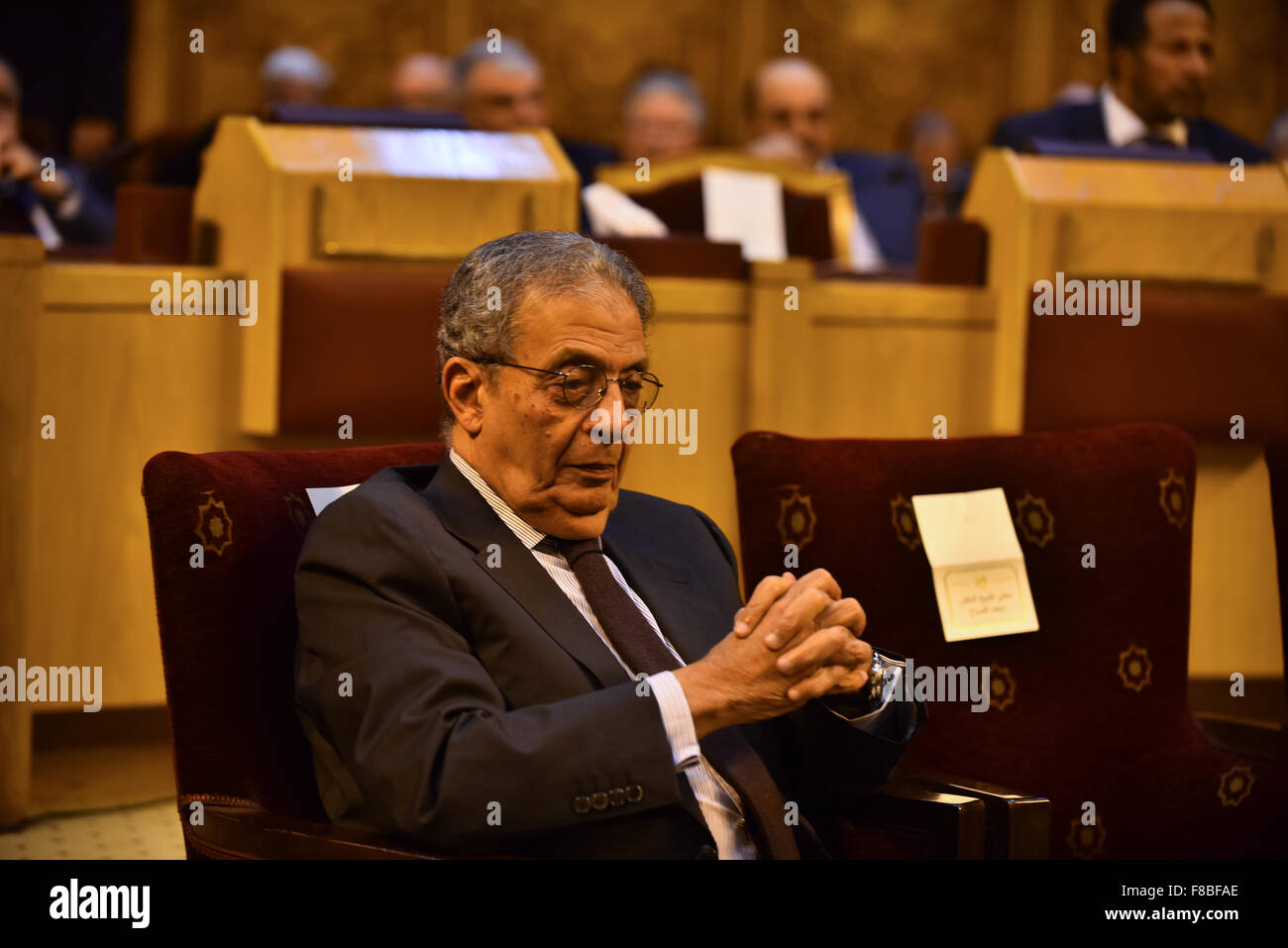 Cairo, Egypt. 8th Dec, 2015. Members of Arab thought foundation take ...