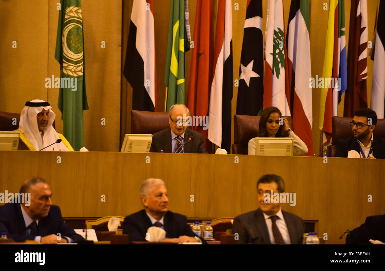 Cairo, Egypt. 8th Dec, 2015. Members of Arab thought foundation take ...