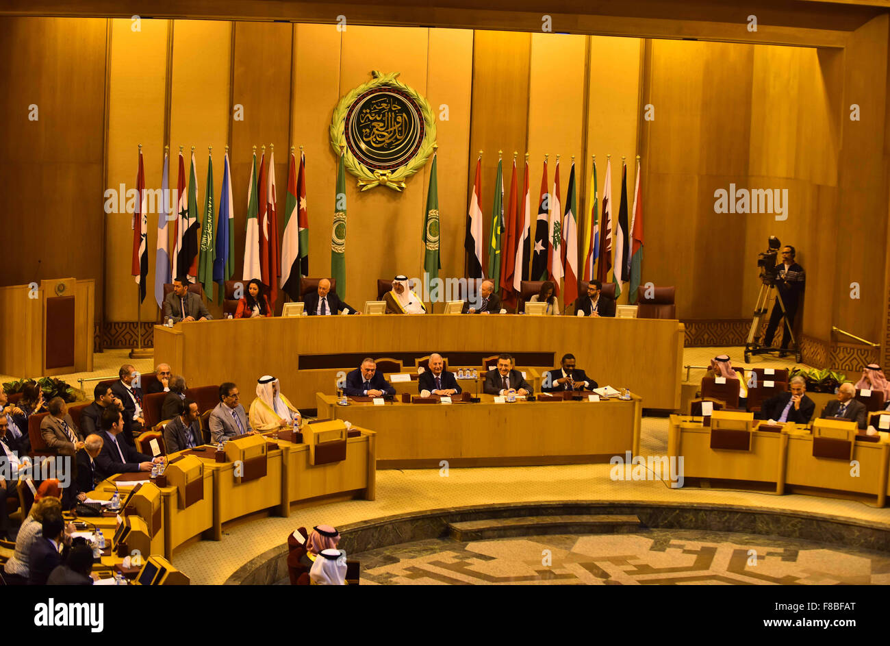 Cairo, Egypt. 8th Dec, 2015. Members of Arab thought foundation take ...