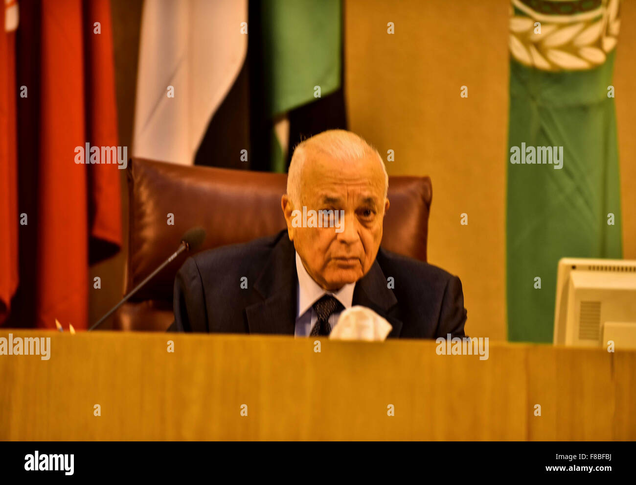 Cairo, Egypt. 8th Dec, 2015. Members of Arab thought foundation take ...