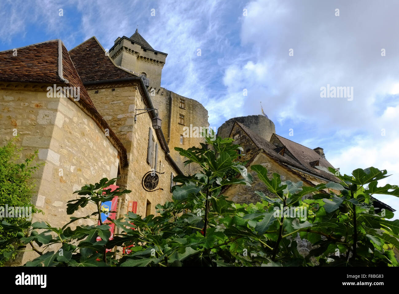 Looking up at the formidable chateau castle of Castelnaud, Castelnaud ...